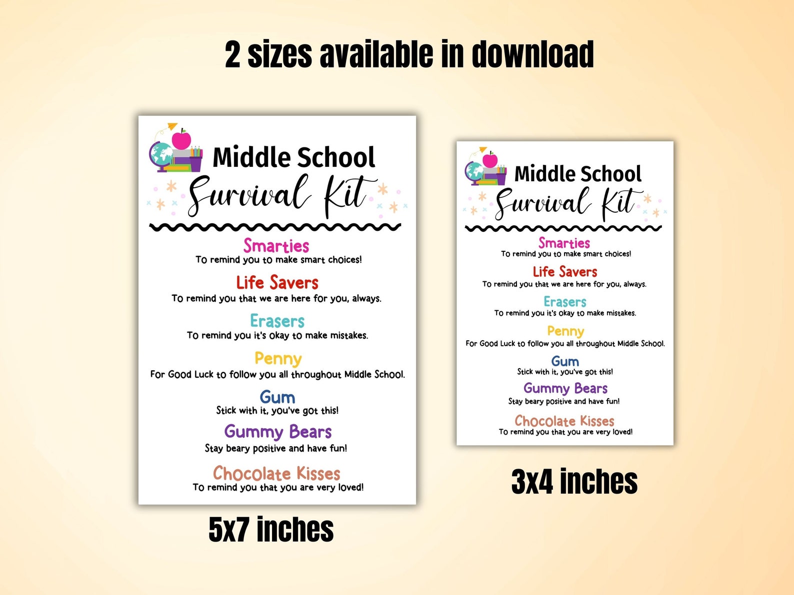 Middle School Survival Gift Tags Printable First Day of High School ...