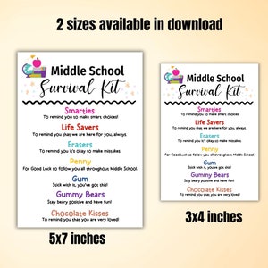 Middle School Survival Gift Tags Printable First Day of High School ...