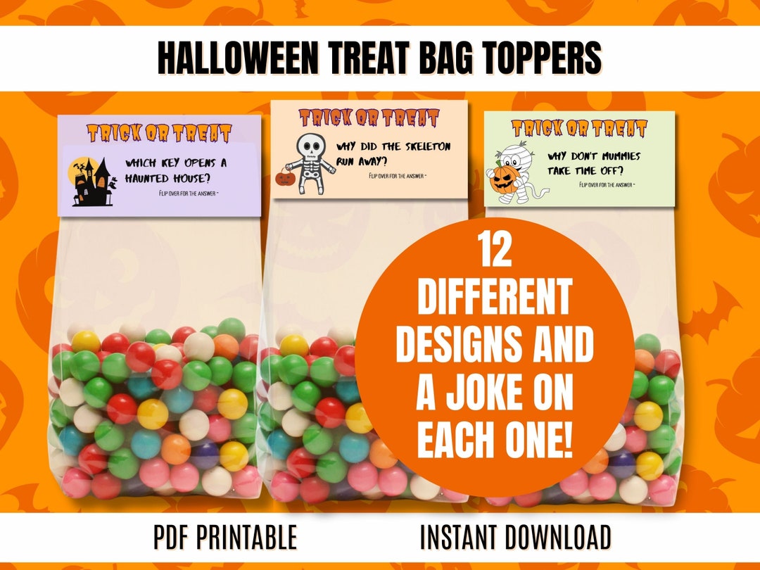 Printable Halloween Treat Topper Tags With Kid-friendly Jokes Halloween ...