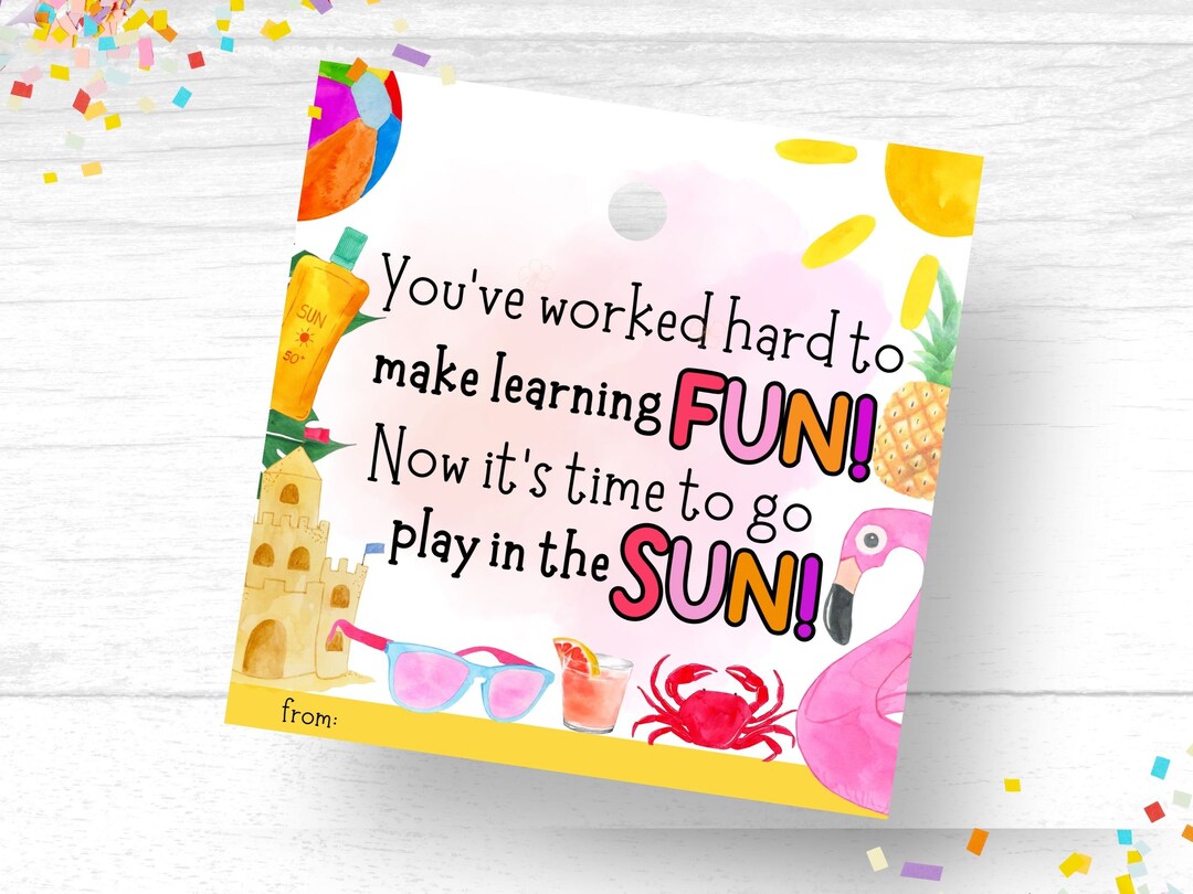 Teacher Appreciation End of Year Teacher Gift Tag Beach Towel Gift Tag ...