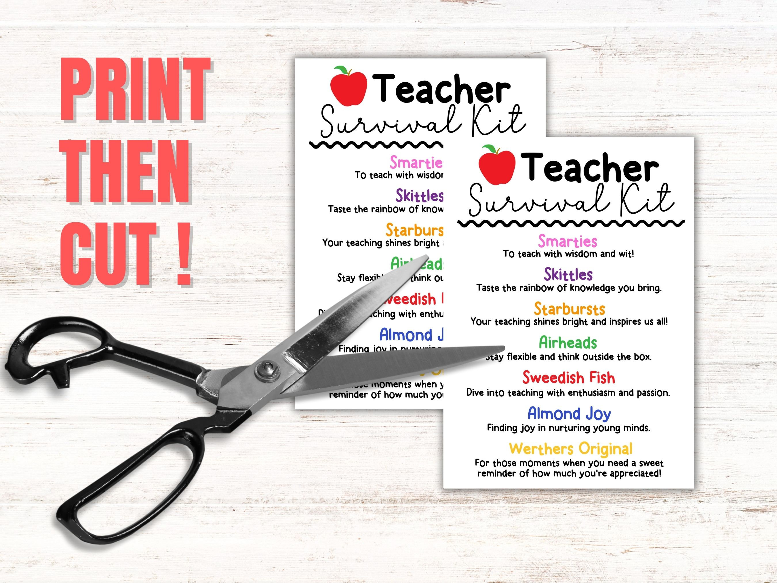 Teacher Survival Kit Gift Tags Printable Teacher Survival Kit Gift ...