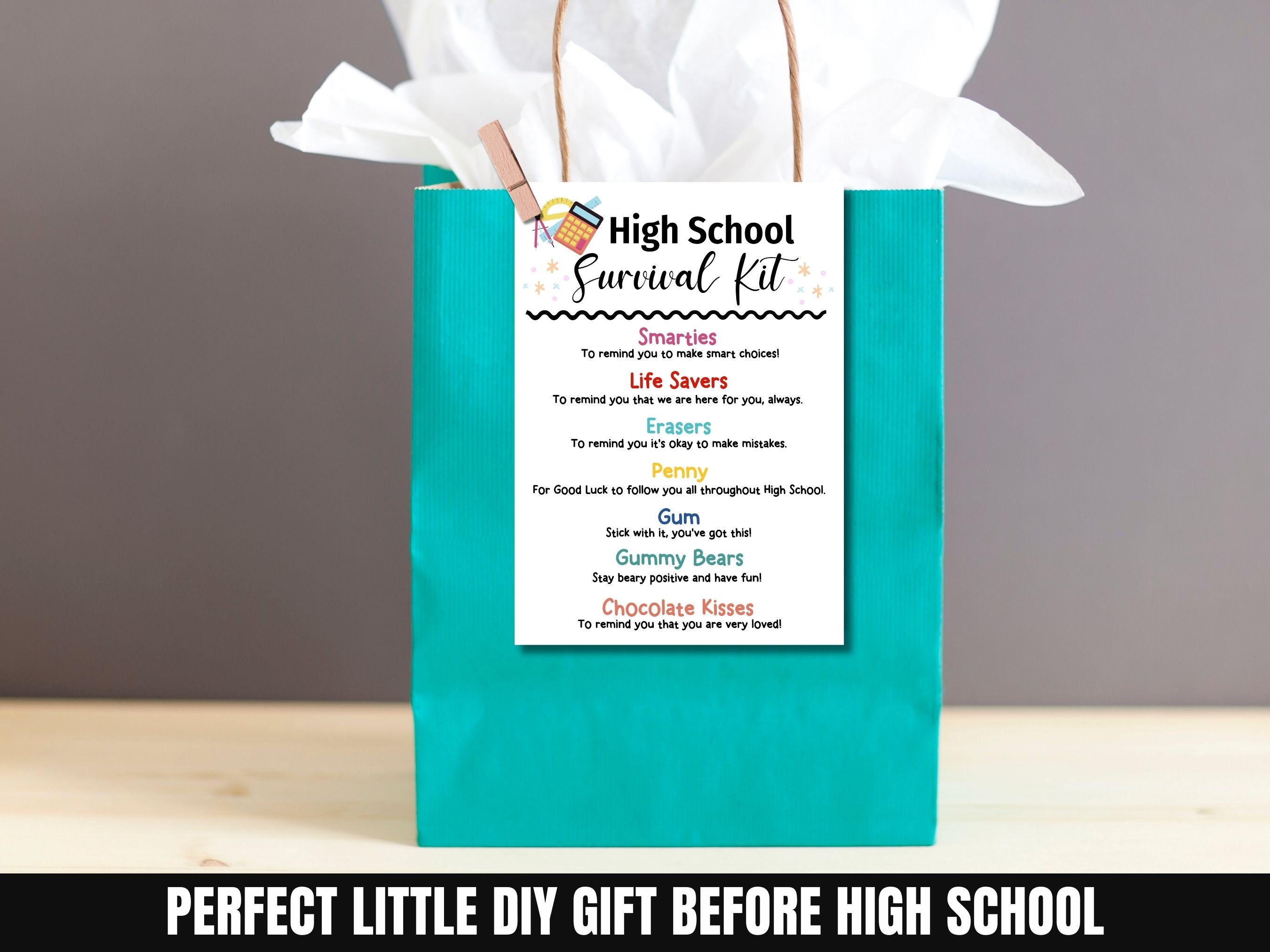 High School Survival Kit Gift Tags Printable First Day of High School ...