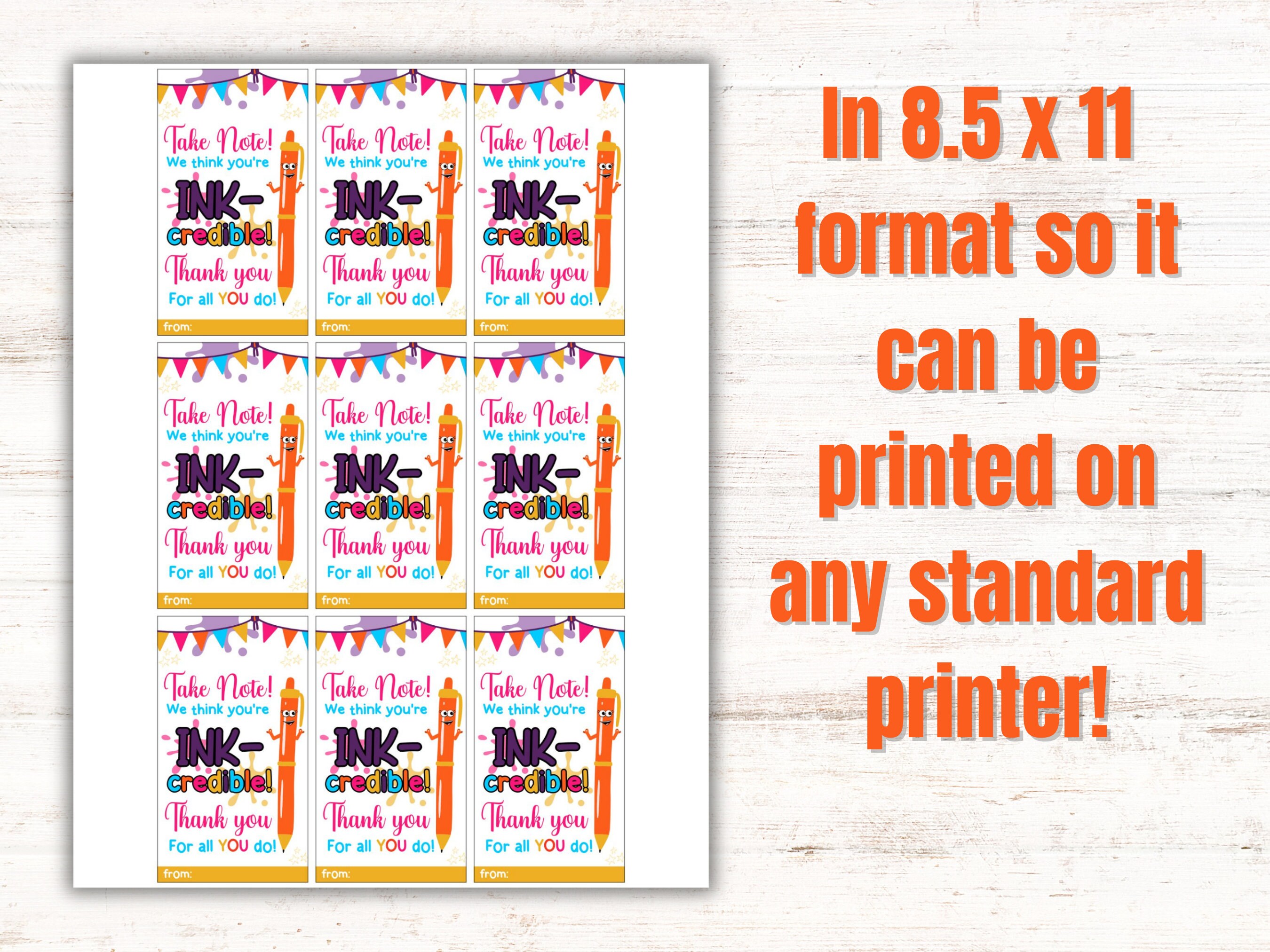 Pen Thank You Gift Tag Teacher Staff Appreciation Week Gift Tag ...