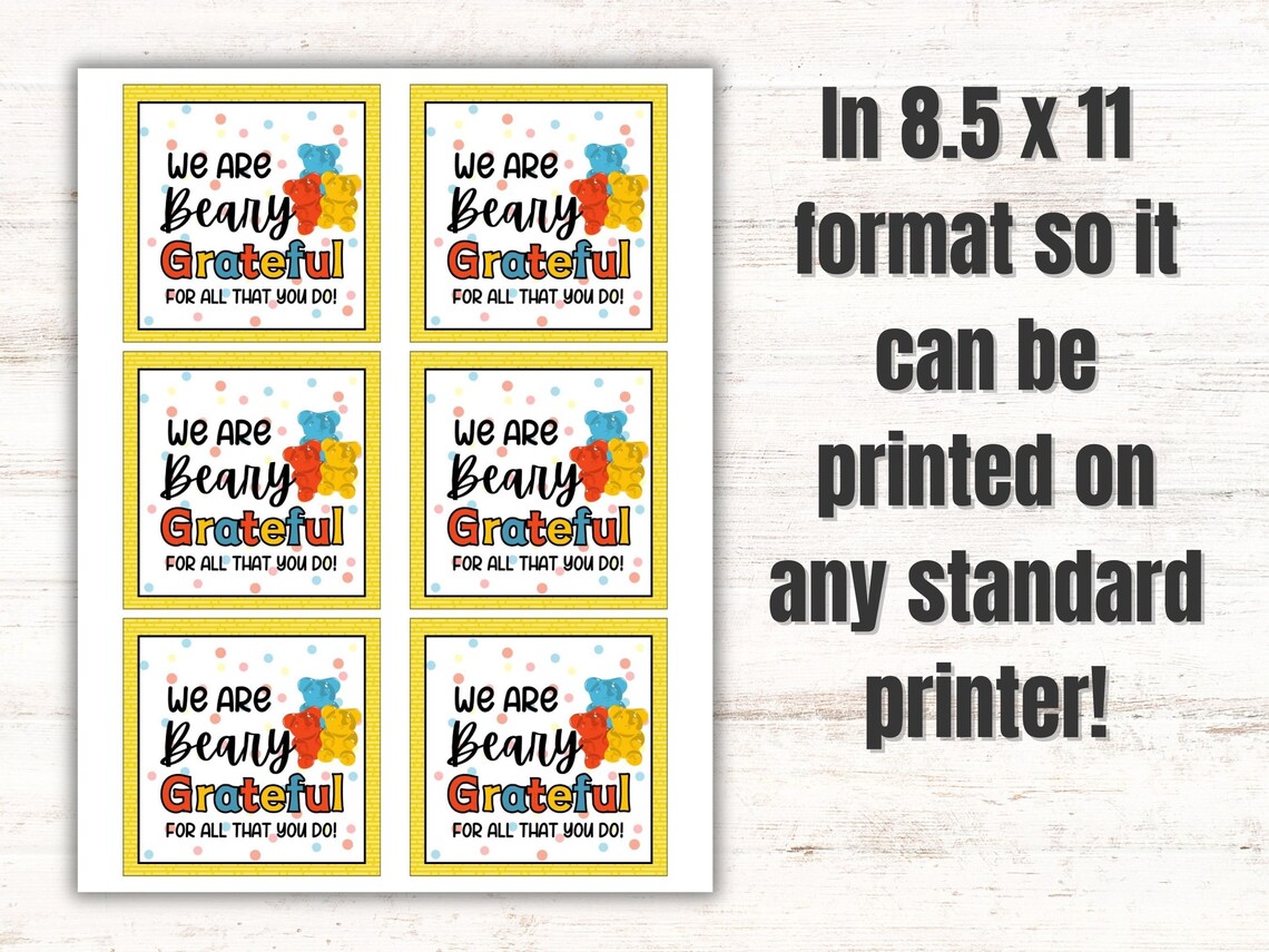 Employee Appreciation Gummy Bear Tags Employee Appreciation Tags ...