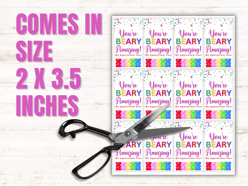Gummy Bear Appreciation Candy Gift Tag Gift Tag for Employee ...
