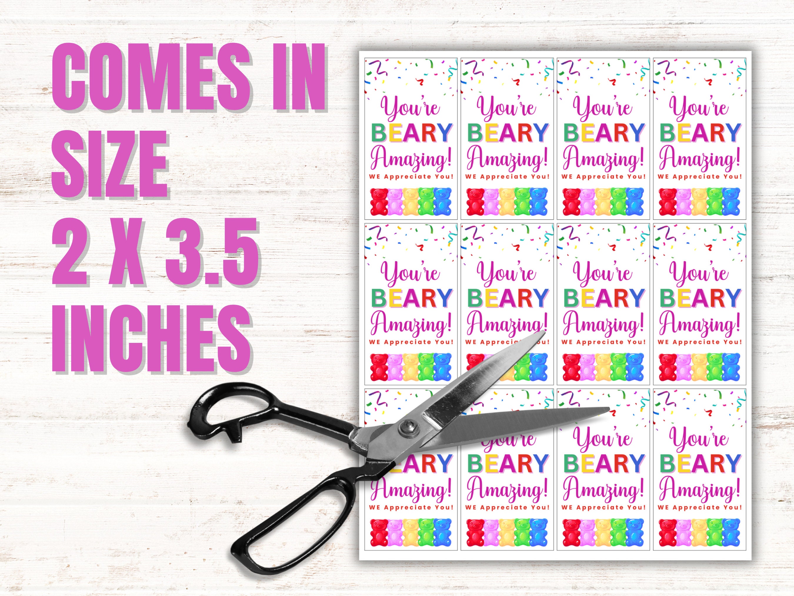 Gummy Bear Appreciation Candy Gift Tag Gift Tag for Employee ...