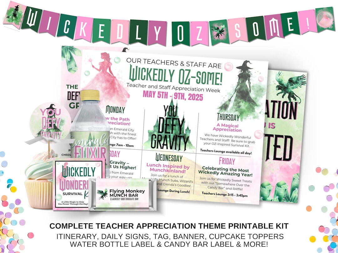 Wicked Teacher Appreciation Week Bundle Theme Ideas Editable Teacher ...