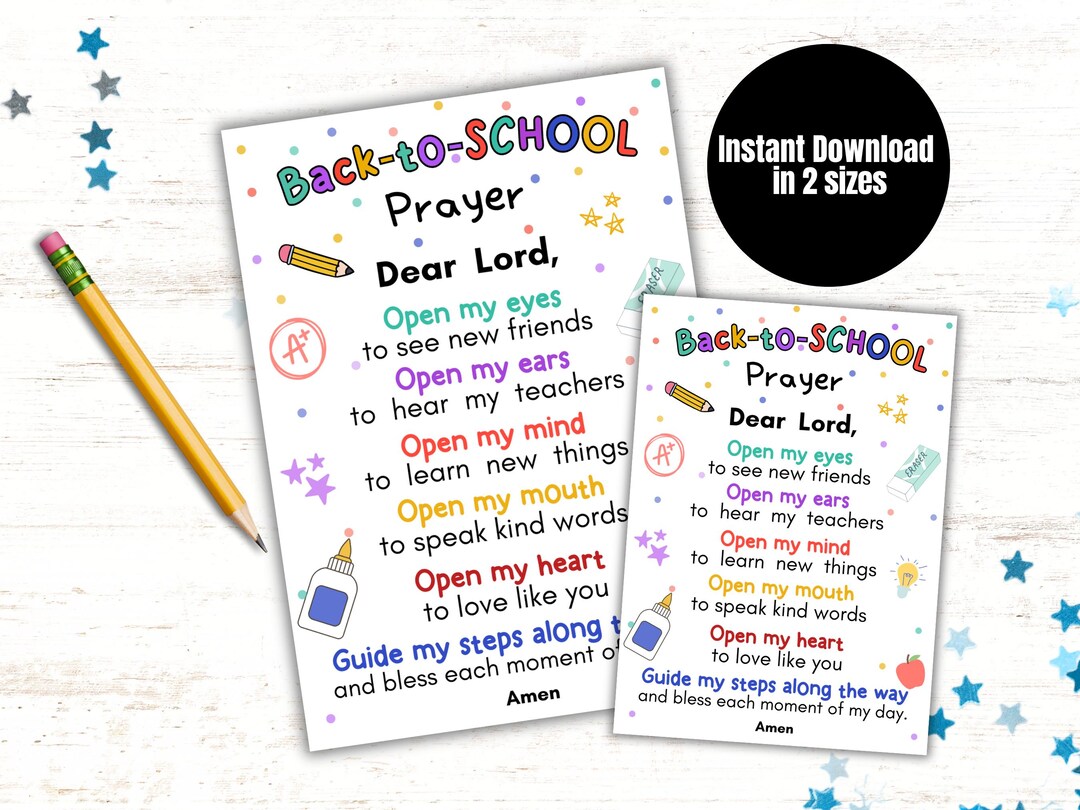 Student Prayer Card First Day of School Blessing Backpack Prayer ...