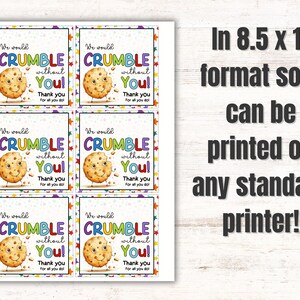 Cookie Gift Tag Teacher Appreciation Cookie Crumble Employee ...