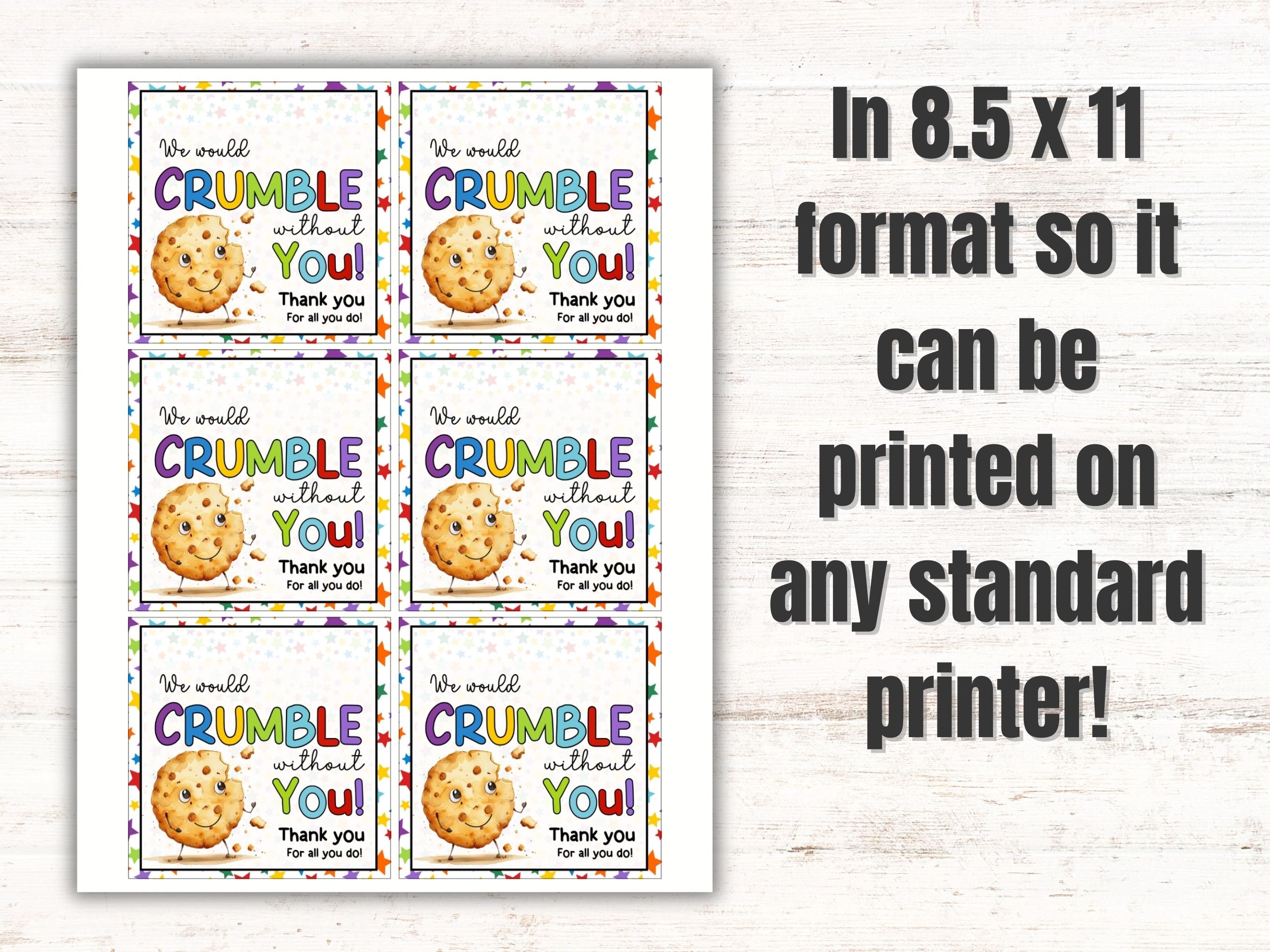 Cookie Gift Tag Teacher Appreciation Cookie Crumble Employee ...