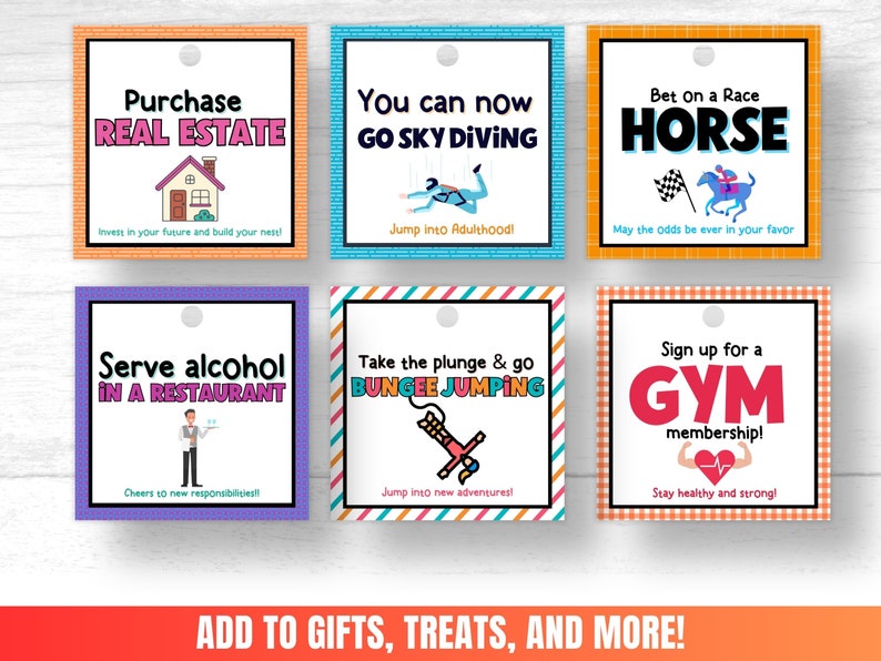 18th Birthday Gift Tag Set 18 Things You Can Do When You Are 18 Gift ...