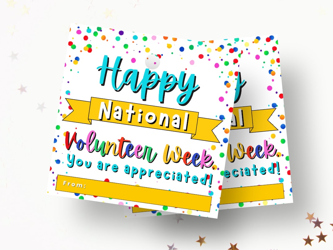 National Volunteer Week Gift Tag Printable Volunteer Thank You Tag ...