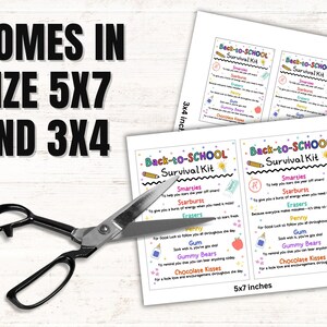 Back-to-school Survival Kit Gift Tag 1st Day of School Gift Tag Back-to ...