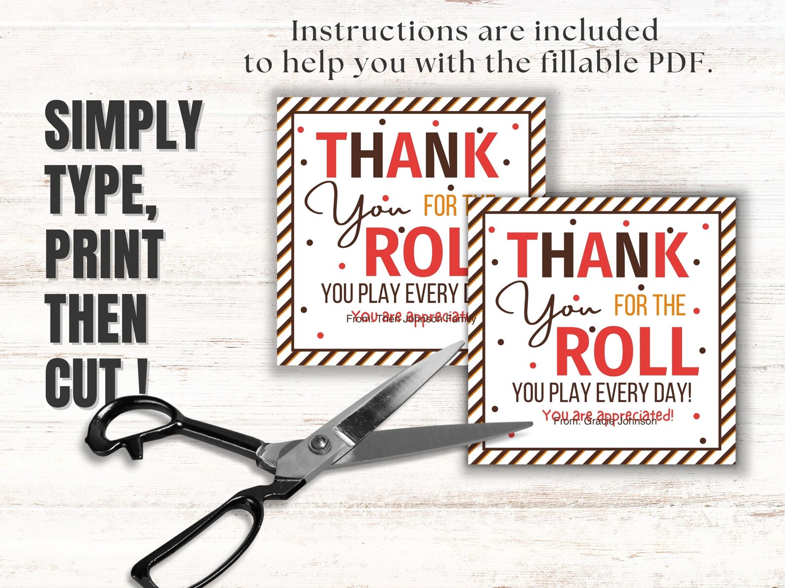 Thanks for the Roll You Play Printable Tag Employee Candy Tag Teacher ...