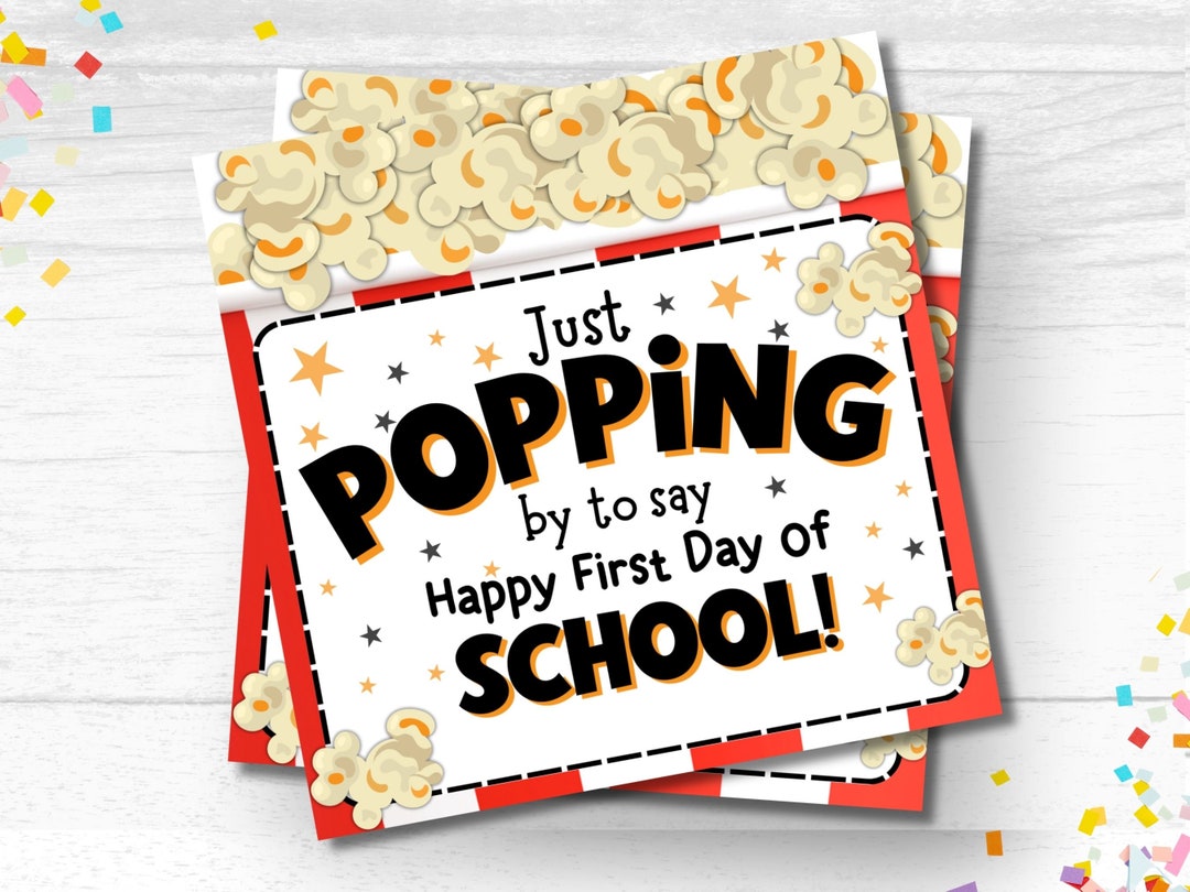 Back to School Tag Printable First Day of School Popcorn Tag Teacher ...