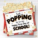 Back to School Tag Printable First Day of School Popcorn Tag Teacher ...