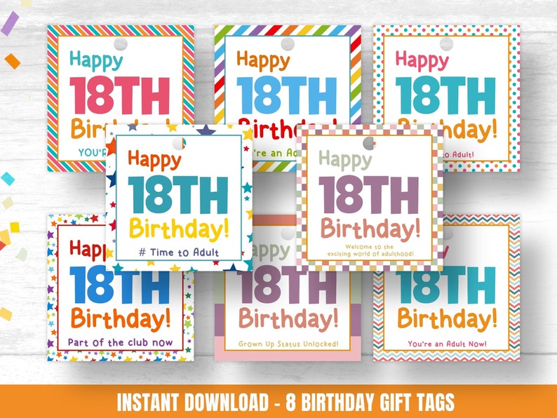 18th Birthday Gift Tag Set 18 Things You Can Do When You Are 18 Gift ...