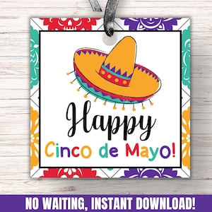 Happy Cinco De Mayo Gift Tags Printable Fiesta Tags Mexican Celebration ...