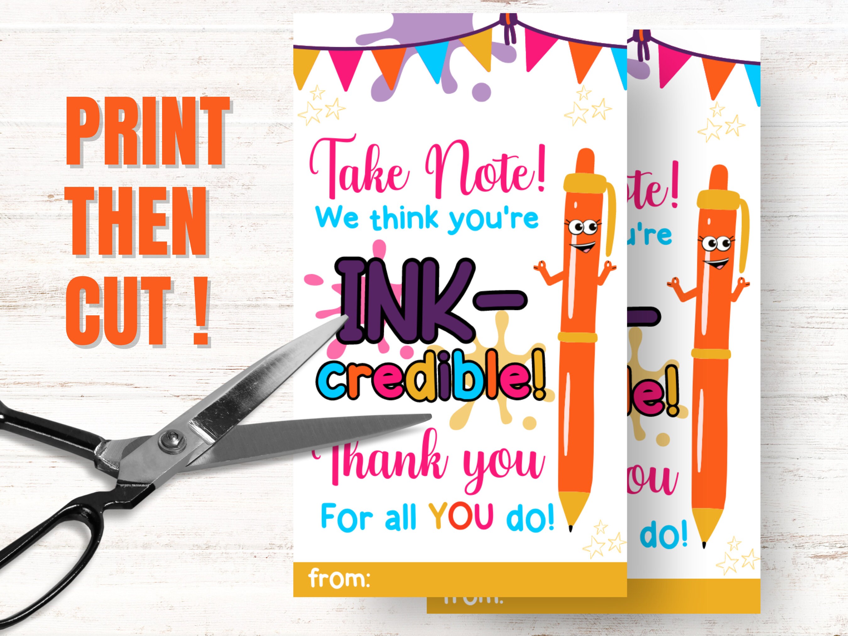 Pen Thank You Gift Tag Teacher Staff Appreciation Week Gift Tag ...