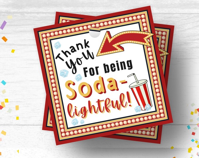 EDITABLE Teacher Appreciation Gift Tags Printable for Soda Gift "you're ...