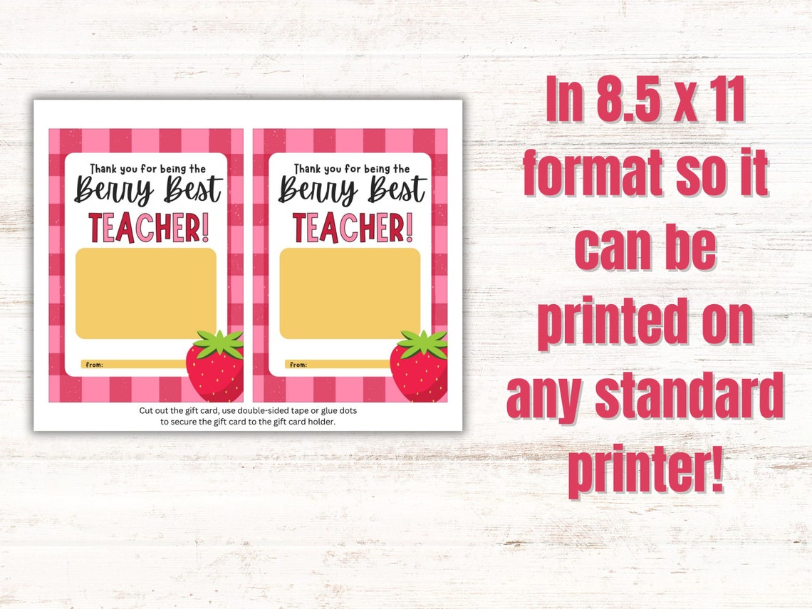 Berry Best Teacher Appreciation Gift Card Holder Primary Teacher ...