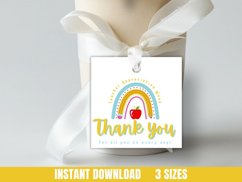 Teacher Appreciation Week Gift Tags, Printable Gift Tag for Teacher ...