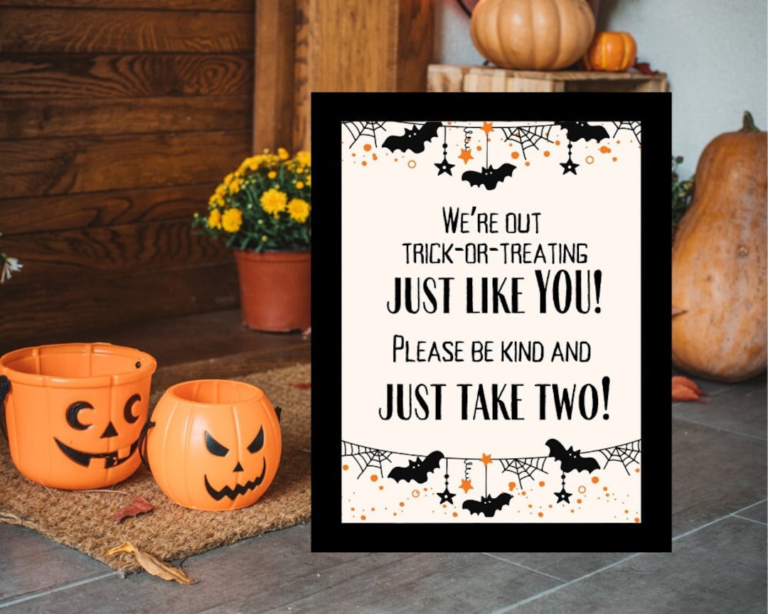 Printable Halloween Trick-or-treat Front Door or Porch Candy Bowl Sign ...
