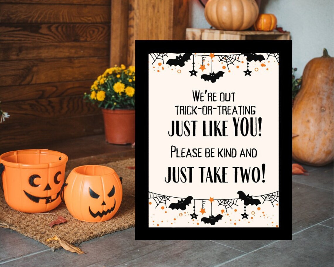 Printable Halloween Trick-or-treat Front Door or Porch Candy Bowl Sign ...