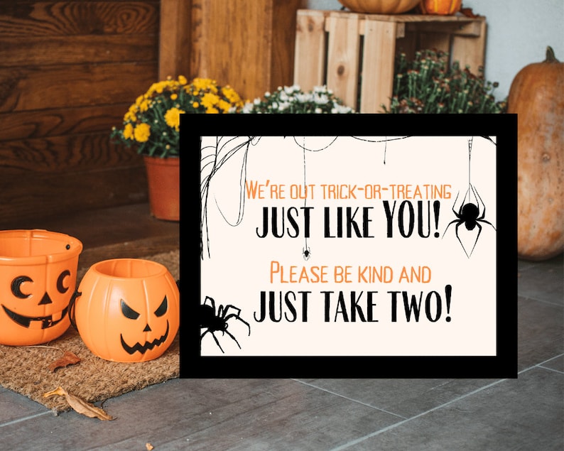 Printable Halloween Trick-or-treat Front Door or Porch Candy Bowl Sign ...