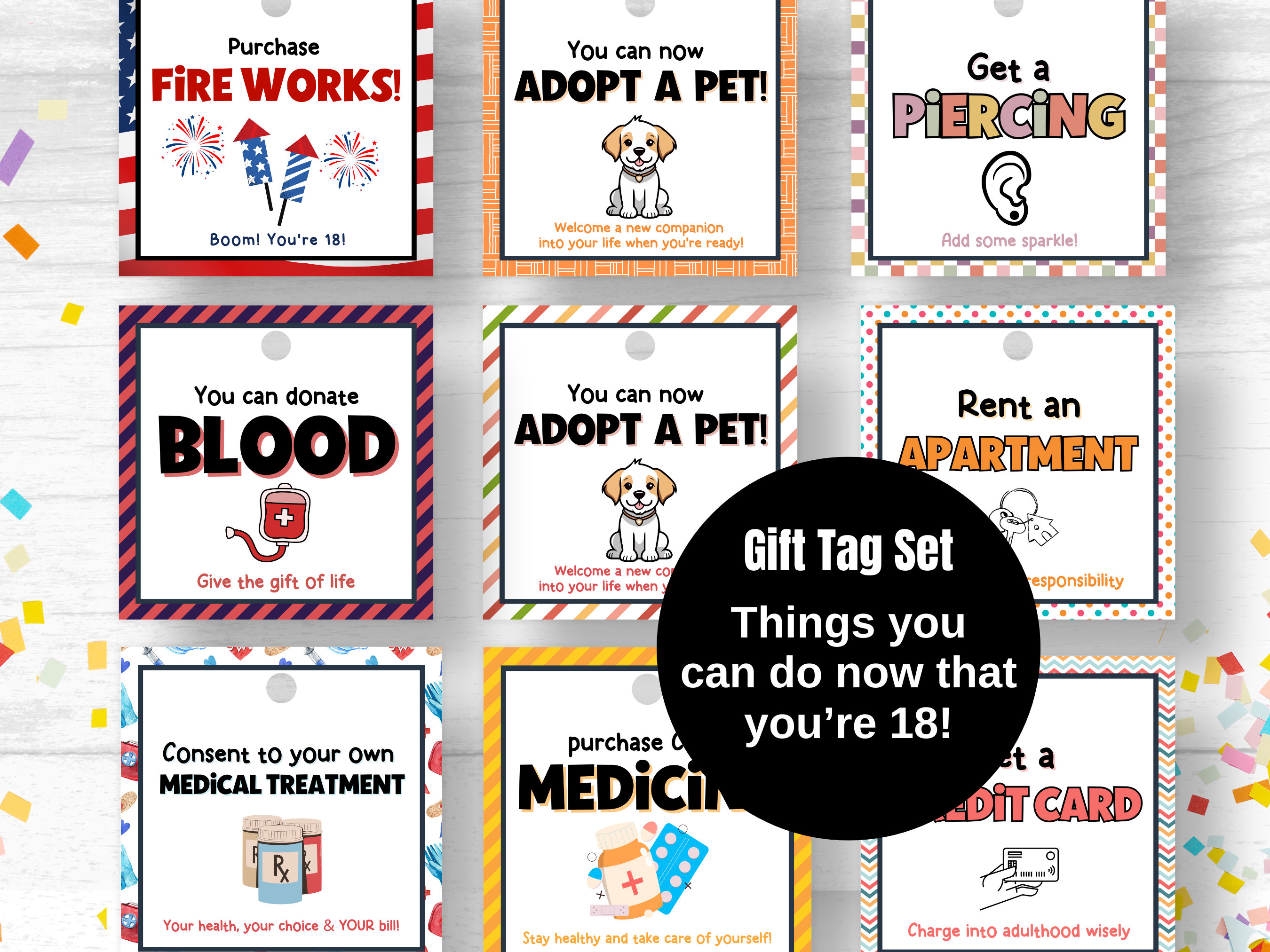 18th Birthday Gift Tag Set 18 Things You Can Do When You Are 18 Gift ...