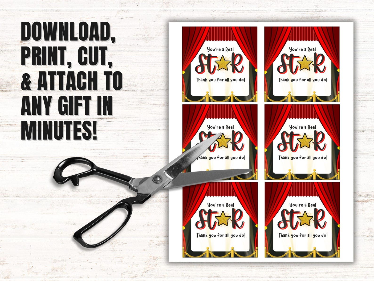 Movie Gift Tag For- Teacher Appreciation Movie Star Themed Tags ...
