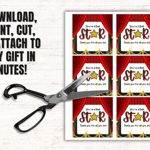 Movie Gift Tag For- Teacher Appreciation Movie Star Themed Tags ...