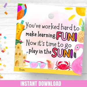 Teacher Appreciation End of Year Teacher Gift Tag Beach Towel Gift Tag ...