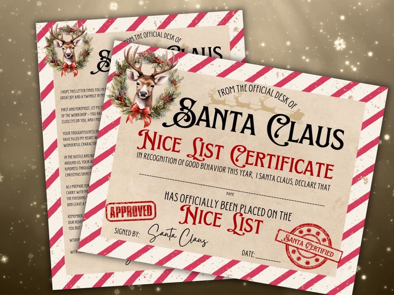 Official Letter From Santa Claus Nice List Certificate, Bundle North ...