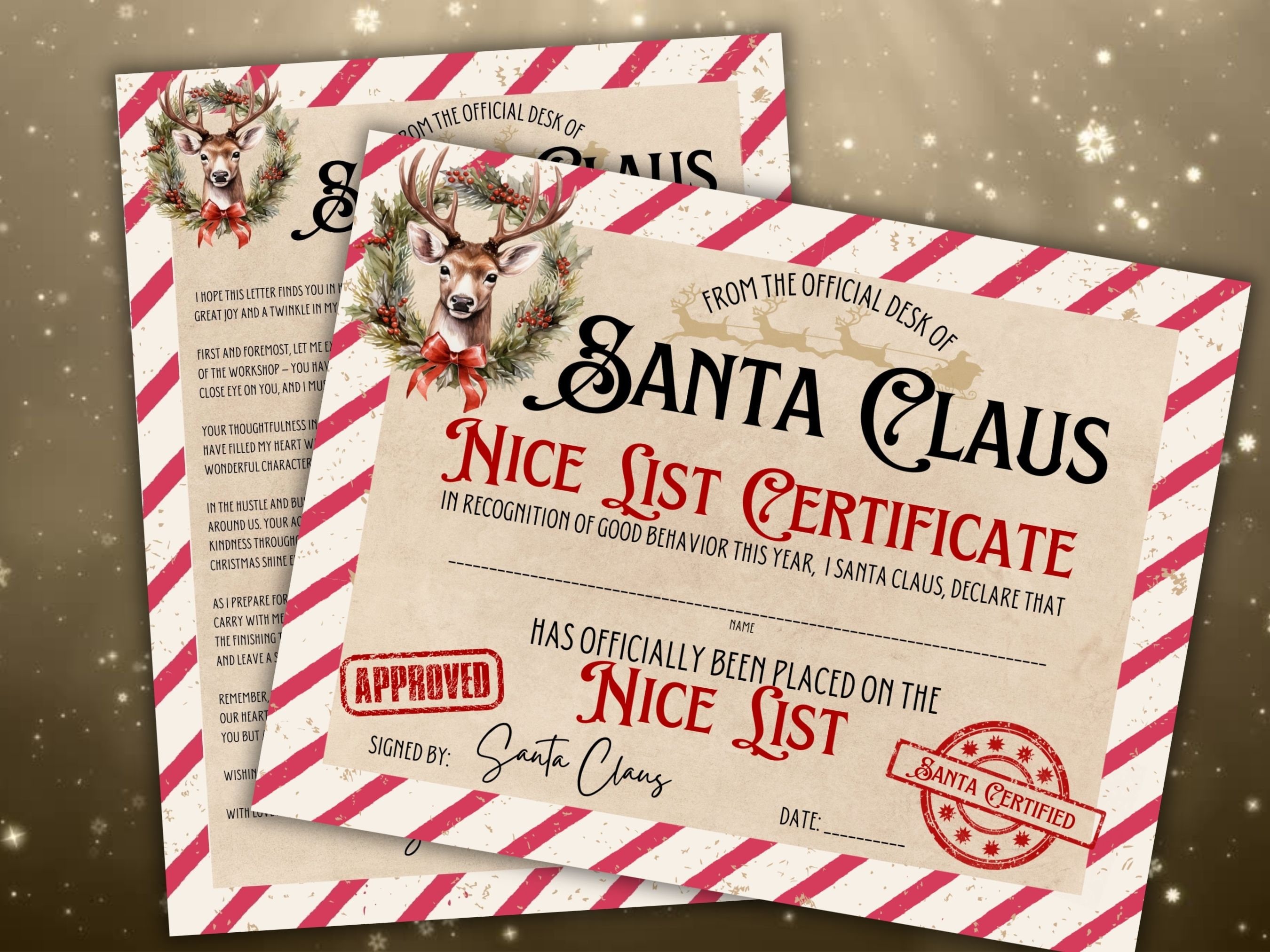 Official Letter From Santa Claus Nice List Certificate, Bundle North ...