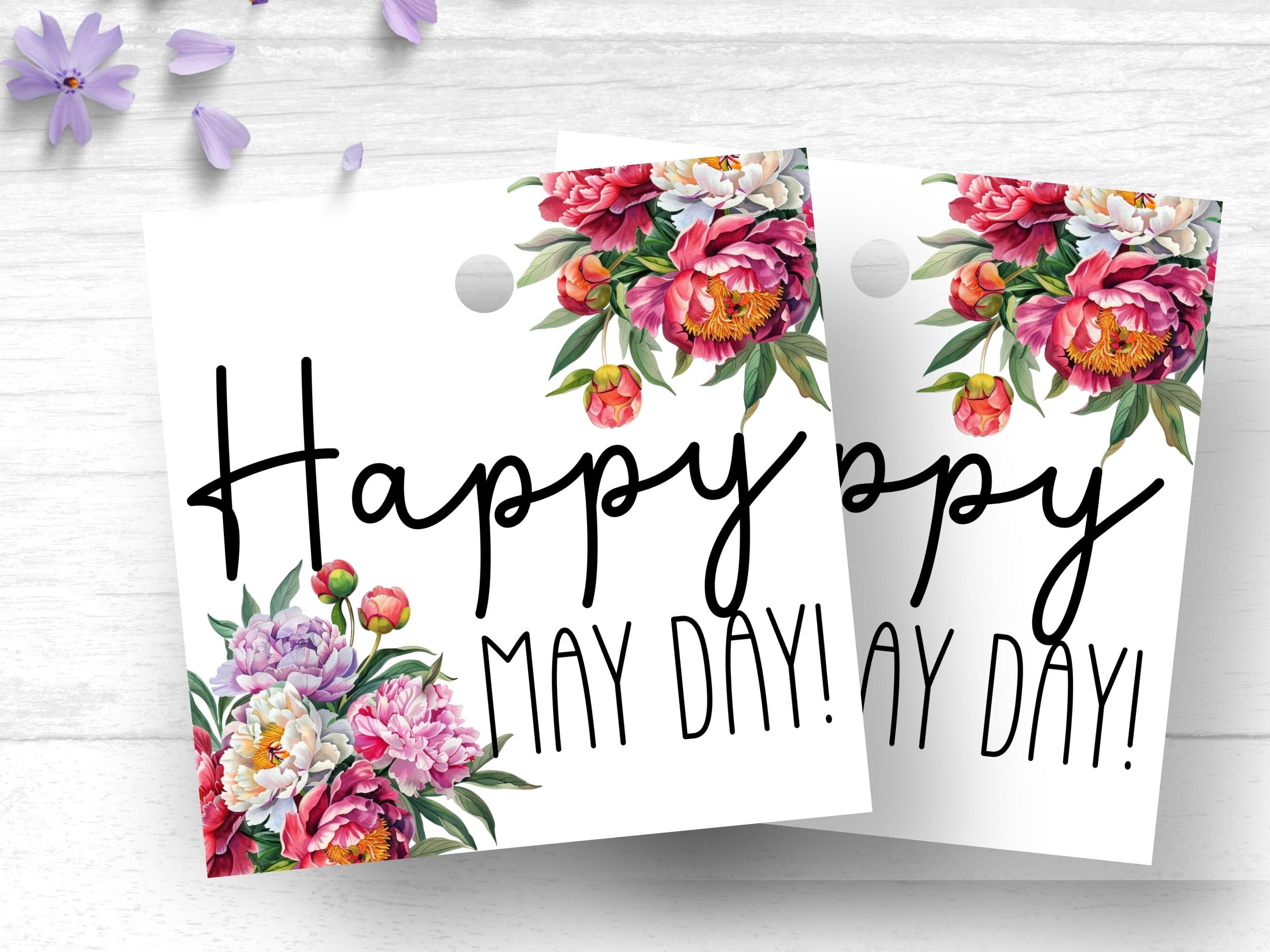 May Day Gift Tags Printable May Day Flower Tags Happy May Day Favor ...