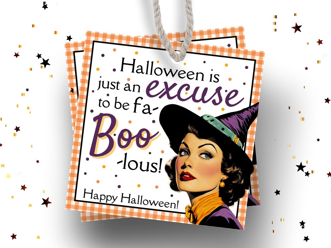 Retro Sassy Halloween Gift Tags Fa-boo-lous Halloween Teacher ...