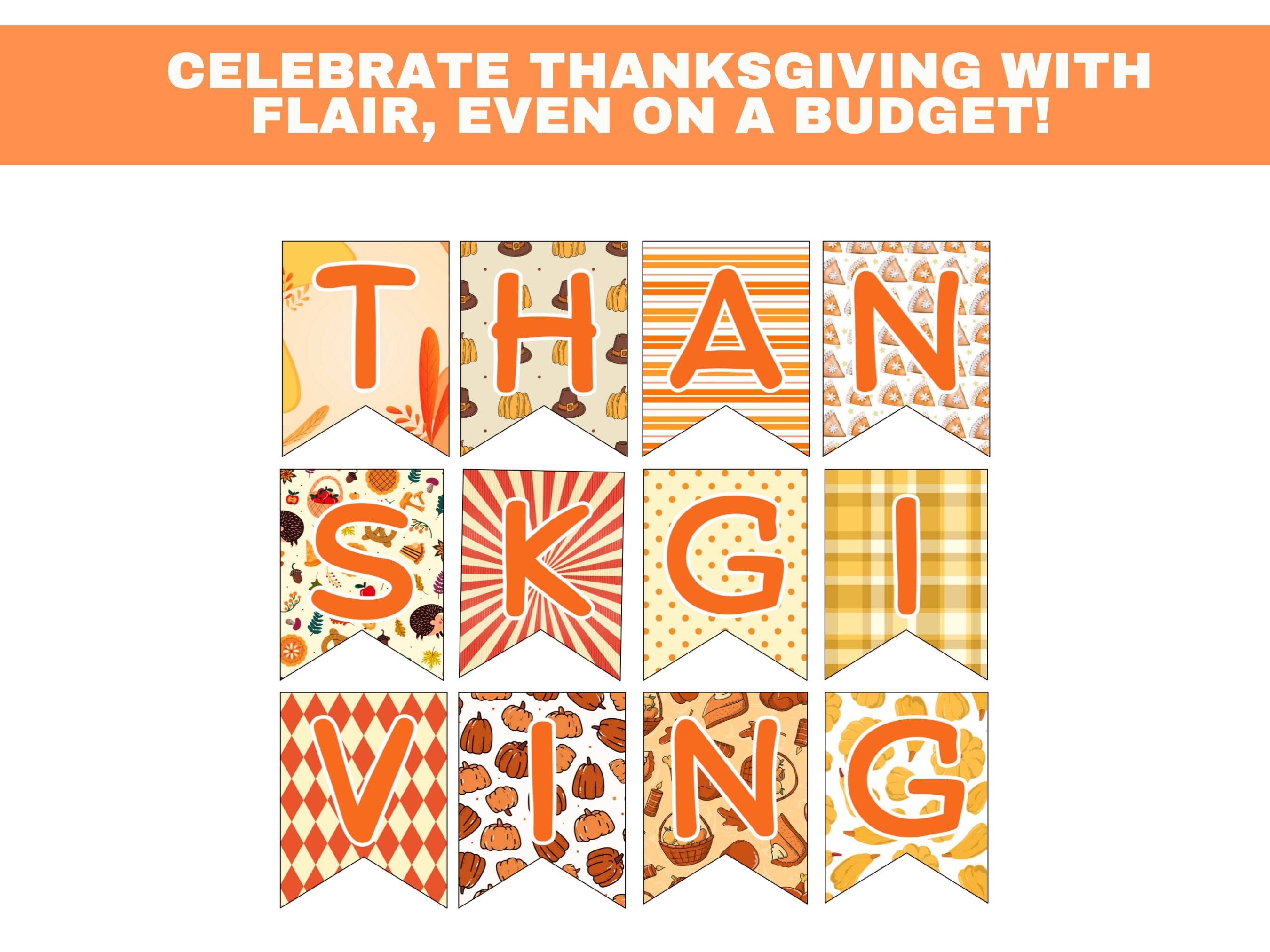 Printable Thanksgiving Banner, Thanksgiving Bunting for Thanksgiving ...