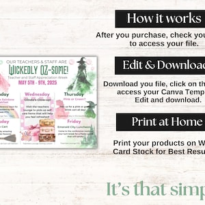 Wicked Teacher Appreciation Week Theme Ideas Editable Teacher Itinerary ...