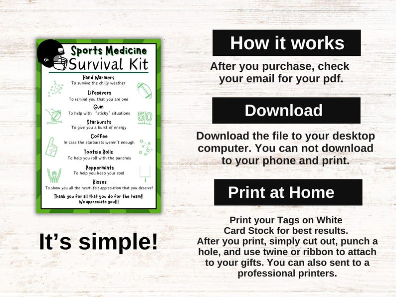 Sport Medicine Survival Kit Tags Printable Survival Sport Medicine Gift ...