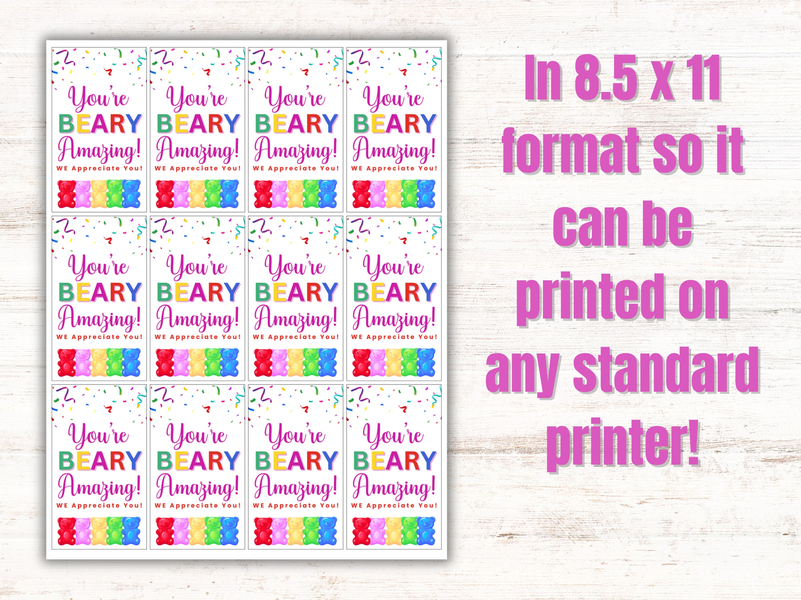 Gummy Bear Appreciation Candy Gift Tag Gift Tag for Employee ...