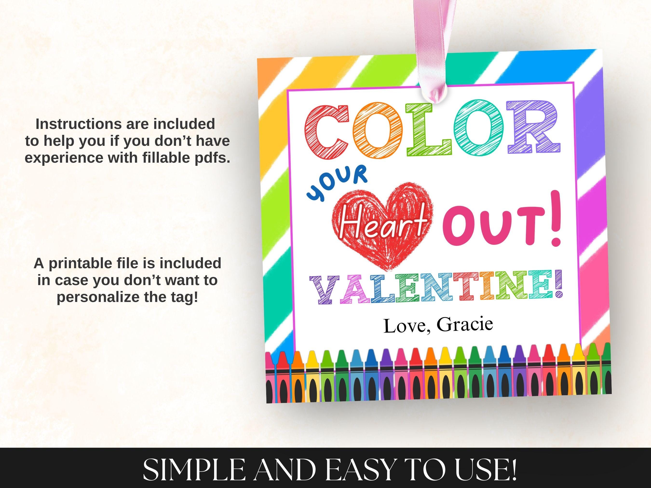 Crayon Valentine Printable Classroom Valentine's Day Cards, Classroom ...
