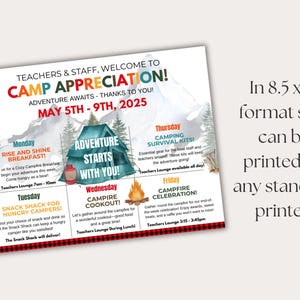 Camp Theme Teacher Appreciation Week Theme Ideas Editable Teacher ...