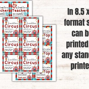 Circus Appreciation Tag Bundle Circus Themed Teacher Appreciation Week ...