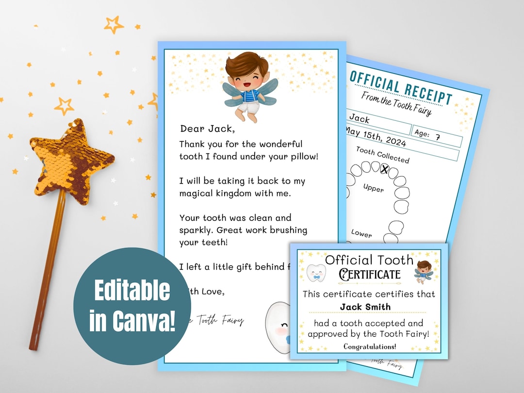 Boy Tooth Fairy Letter Editable Boy Tooth Fairy Note Tooth Fairy ...