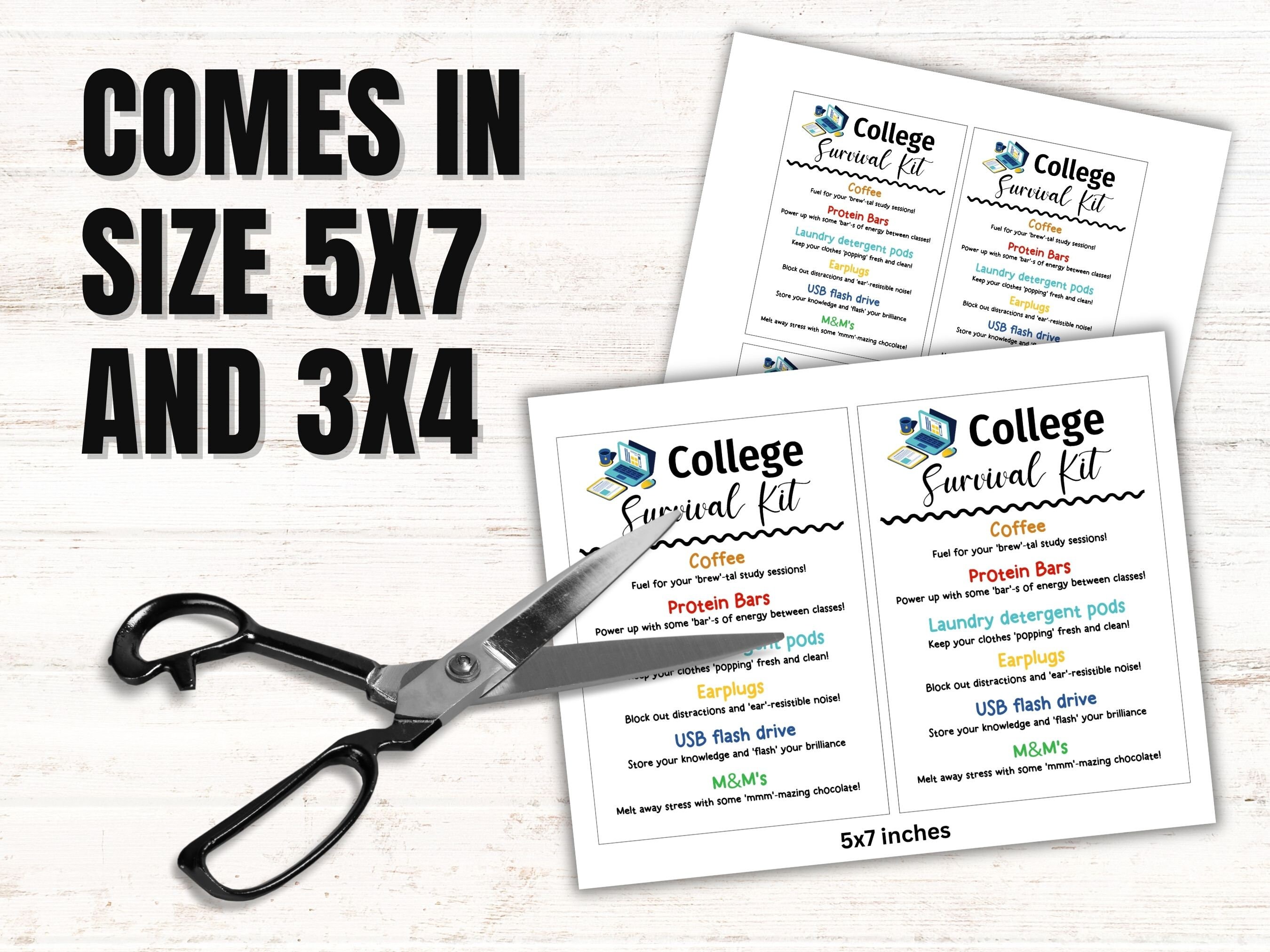 College Survival Kit Gift Tags Printable College Survival Kit ...