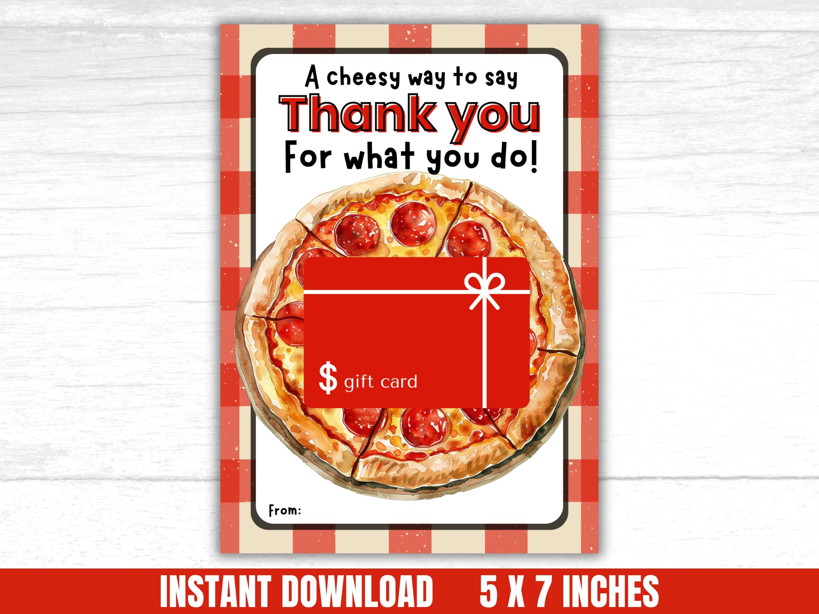 Pizza Gift Card Holder Printable, Thank You Pizza Gift Card Holder for ...