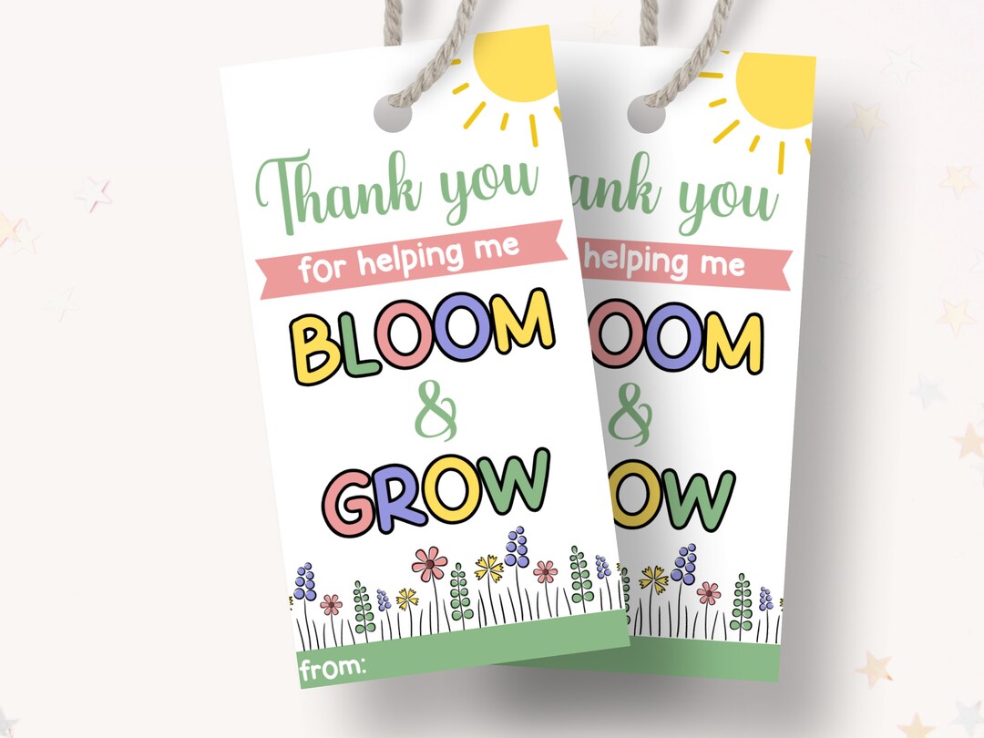 Teacher Appreciation Tag Printable Flowers Tag Plant Gift Tag Teacher ...