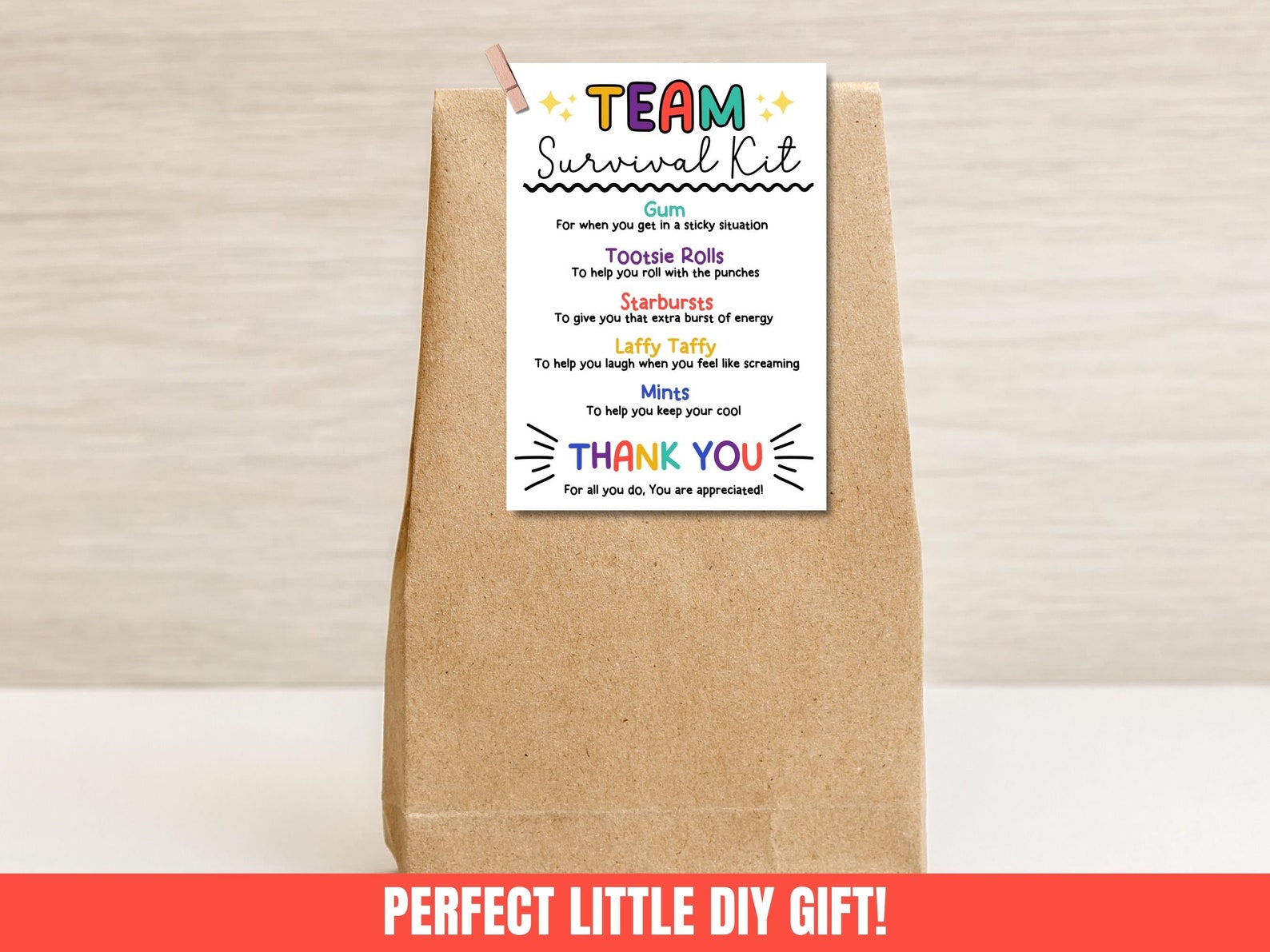 Team Survival Kit Gift Tags Printable Employee Welcome Gift Survival ...