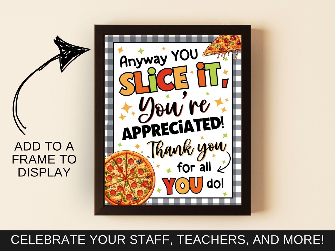 Teacher Appreciation Pizza Sign Printable Pizza Employee Appreciation ...